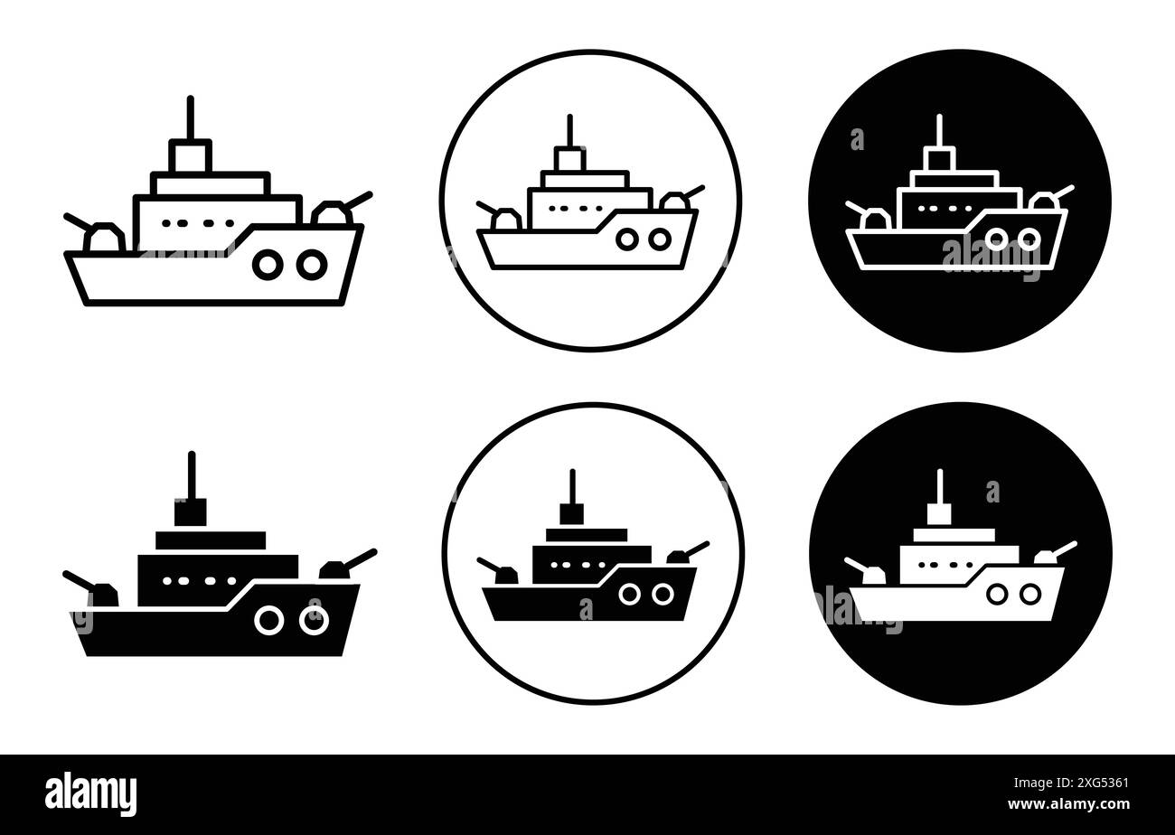 warship icon vector logo set collection for web app ui Stock Vector ...