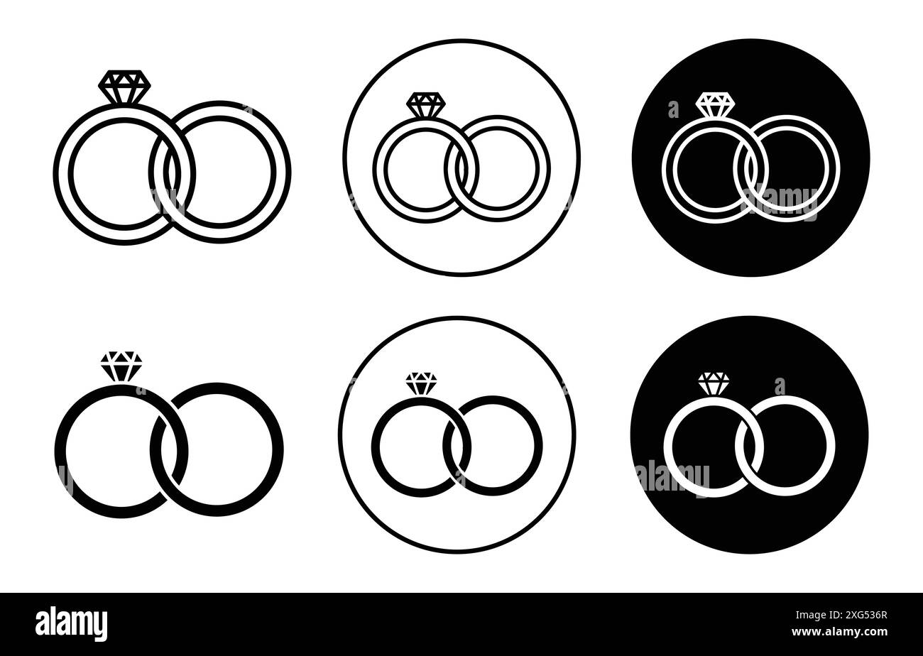 Wedding rings Icon vector logo set collection for web app ui Stock ...