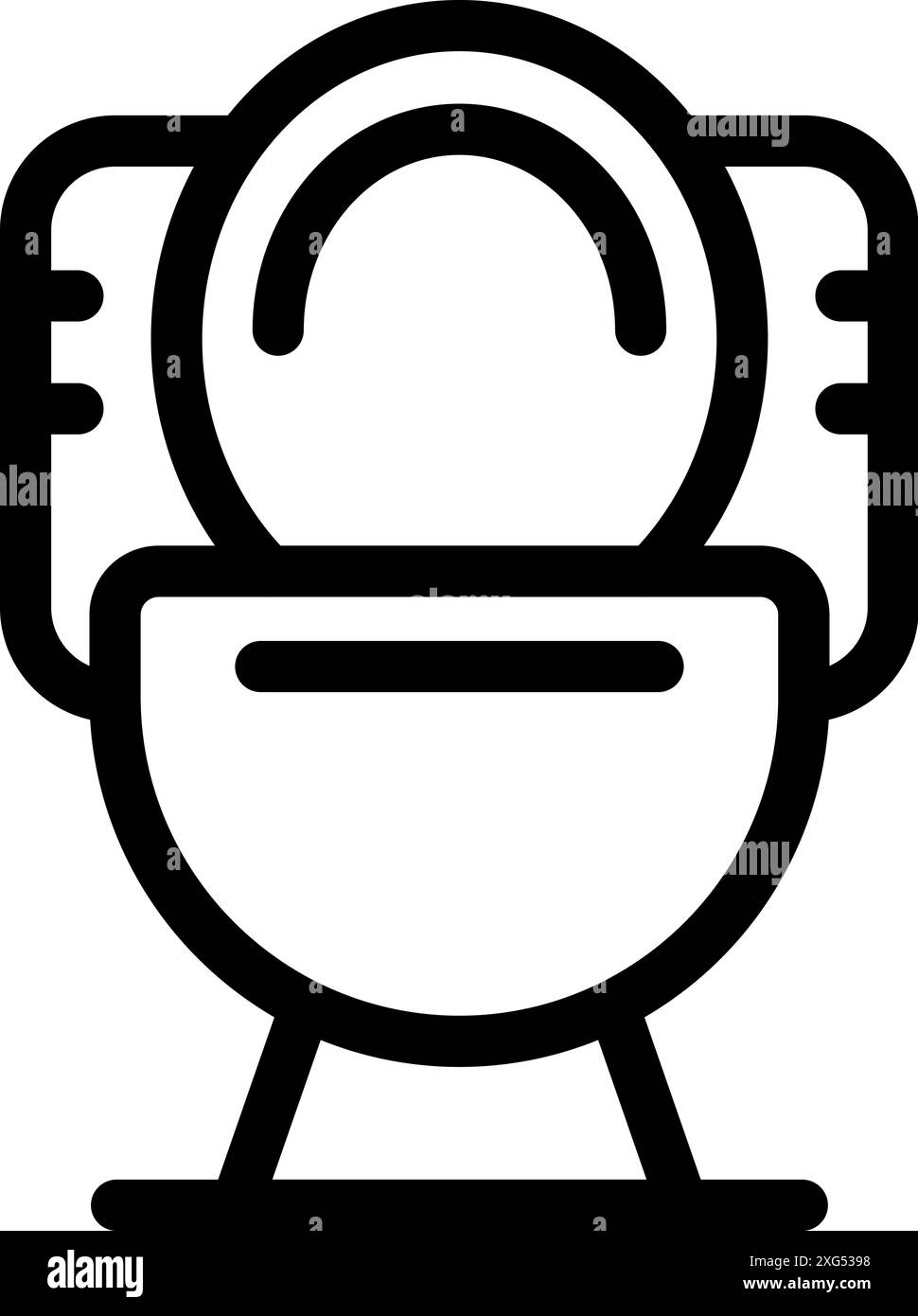 Simple bold outline icon representing a toilet bowl, a bathroom fixture ...