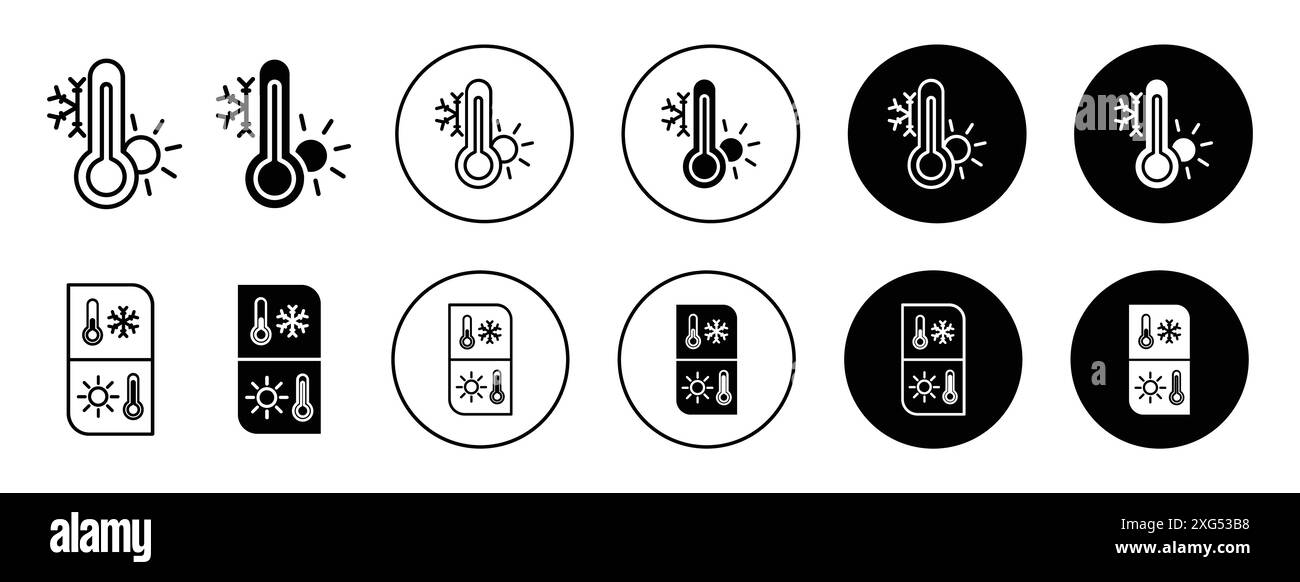 Weather temperature thermometer line icon vector logo set collection ...