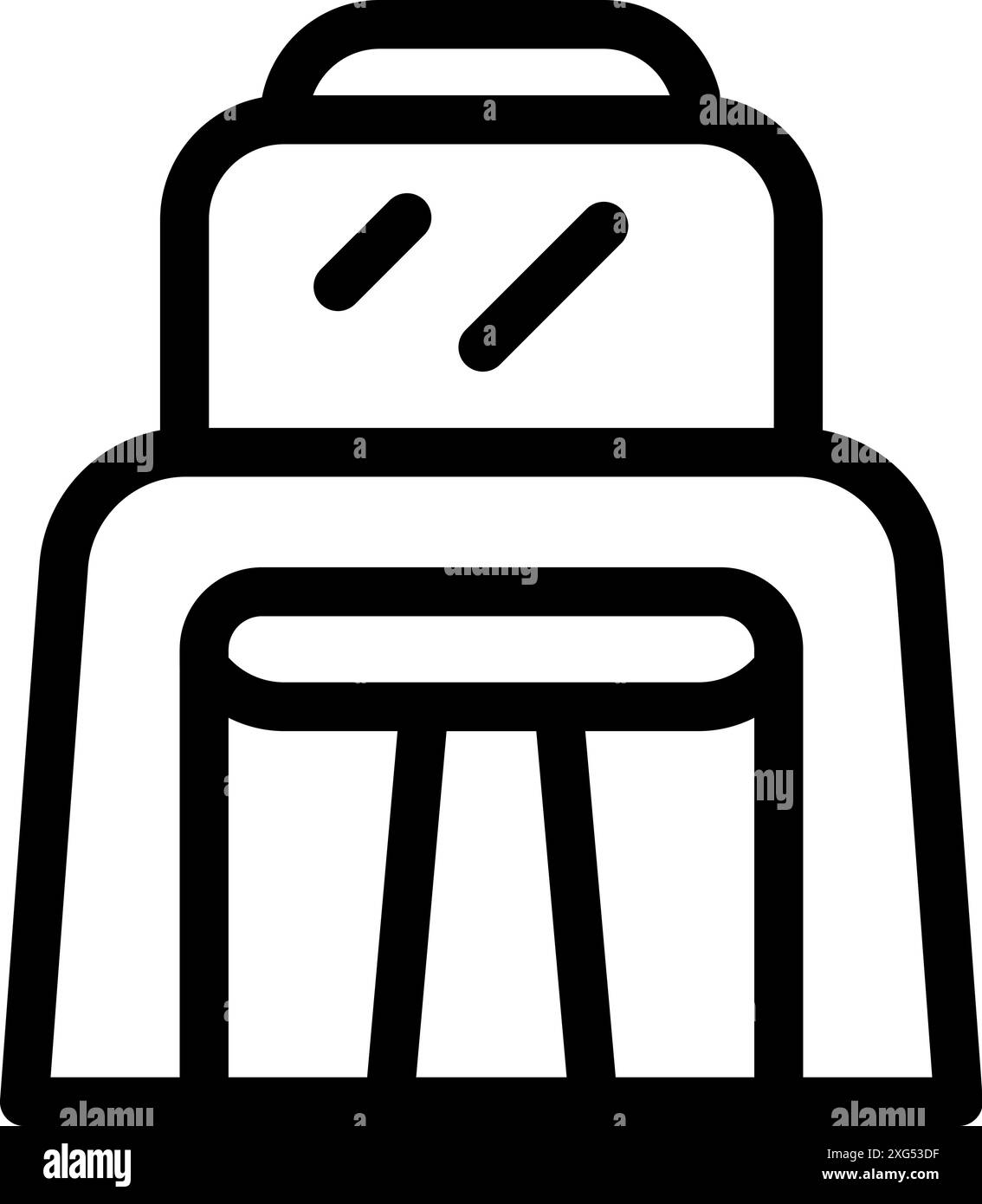 Simple black and white line drawing representing a baby high chair ...