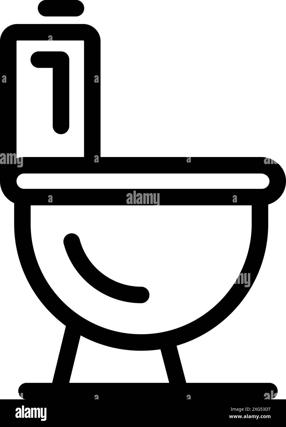 Simple black and white icon of a toilet bowl with the number one inside ...