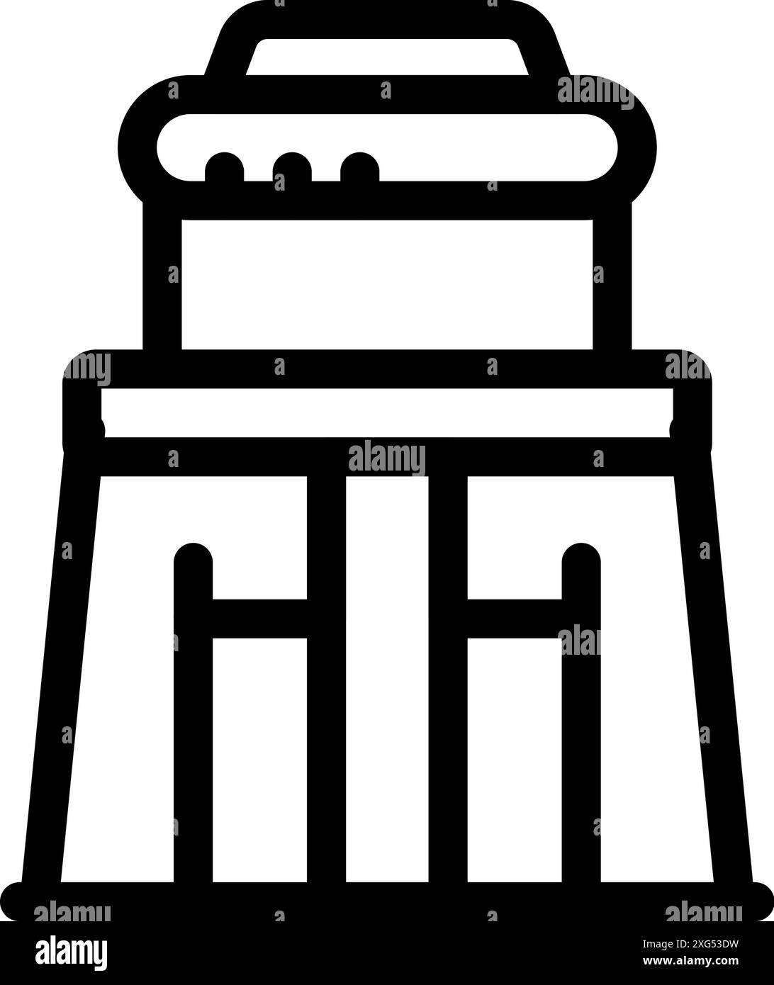 Simple outline style icon representing a hydroelectric power station ...