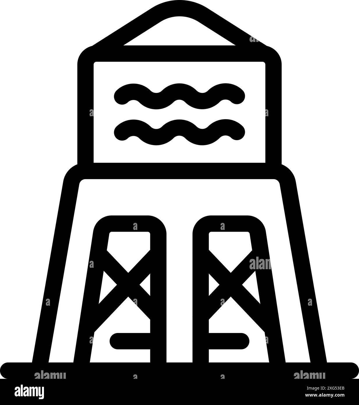Simple line icon of a water tower storing clean water for the city ...