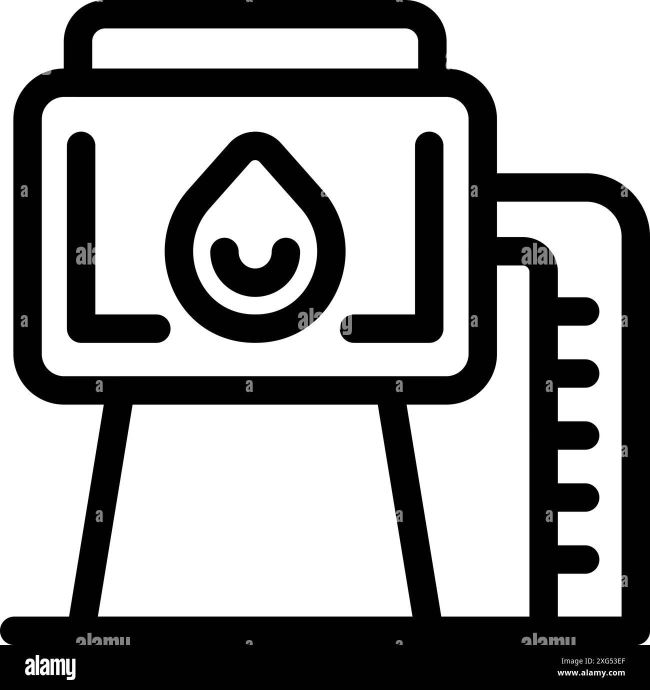 Line icon representing a water tank level sensor, a device used to ...