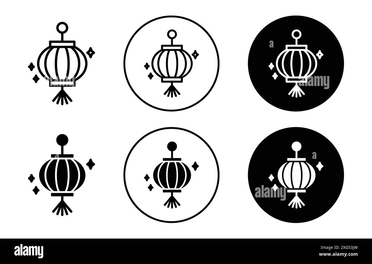 Traditional chinese lantern icon vector logo set collection for web app ...