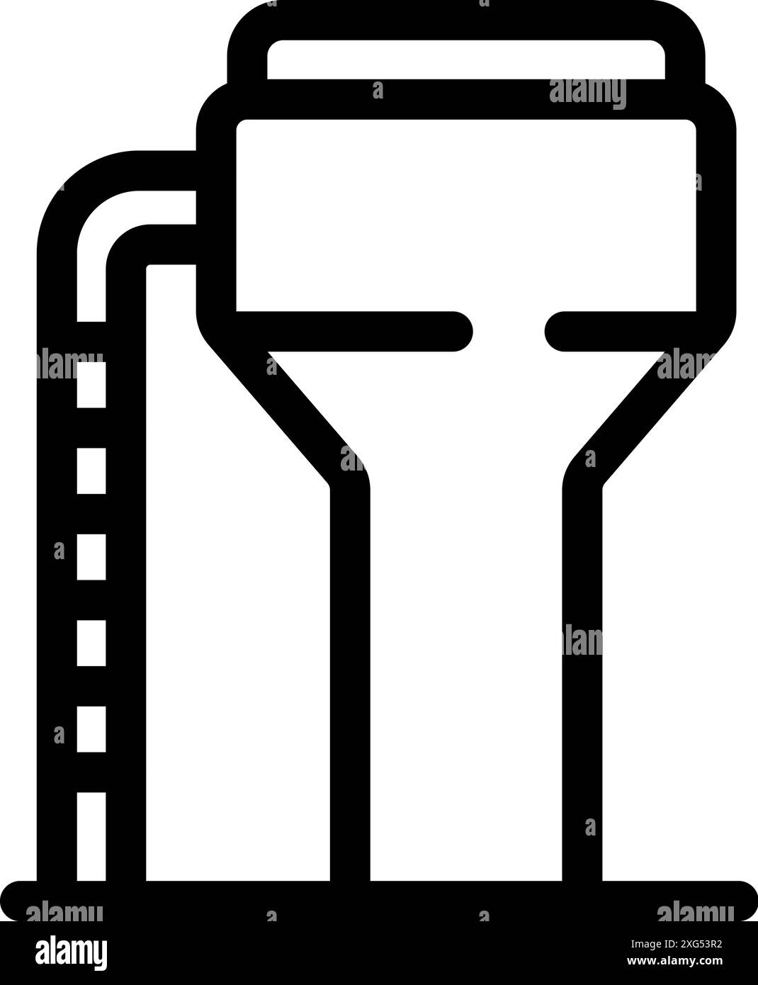 Tall water tower standing with a pipe delivering liquid, ensuring water ...