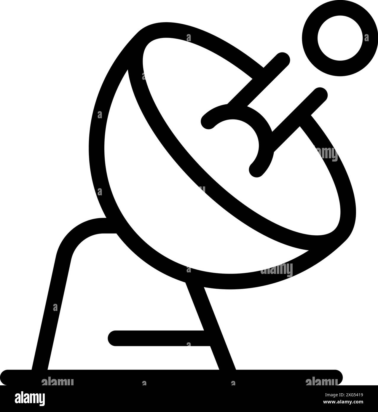 Line icon of parabolic antenna receiving data from satellite Stock ...