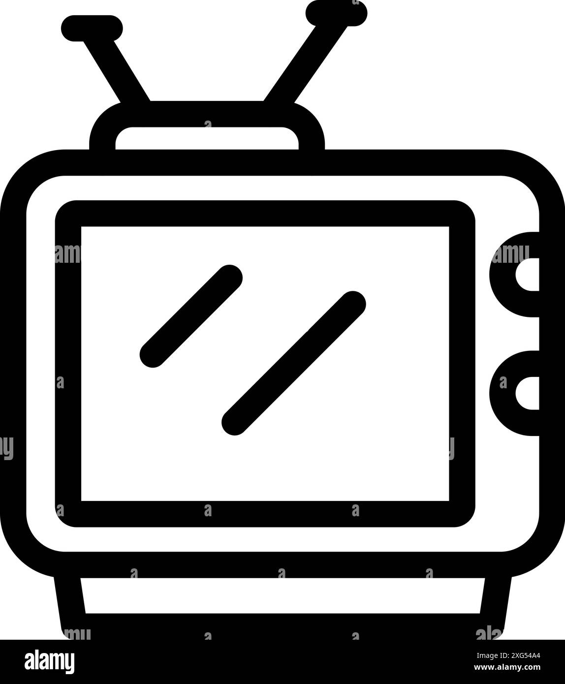 Simple line art icon of a vintage television with an antenna ...