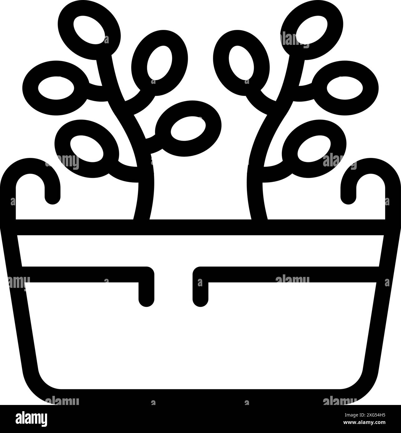 Line icon of two plants growing in the same pot, a symbol of shared ...