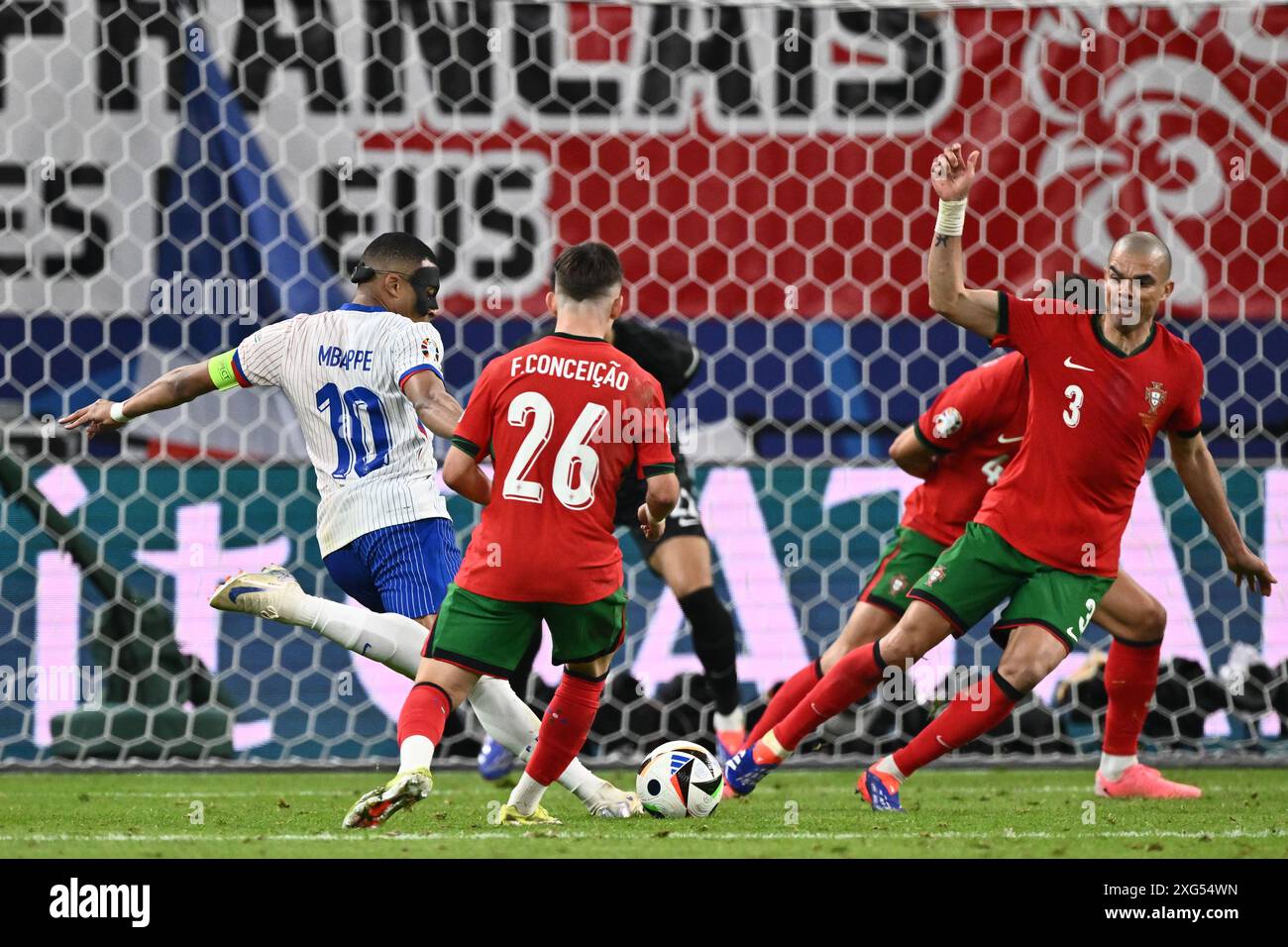 HAMBURG, GERMANY - JULY 5: Kylian Mbappe of France and Pepe, Francisco ...