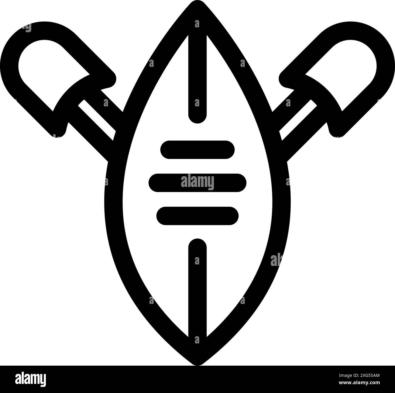 Simple line art icon of a shield and spears, representing the rich ...