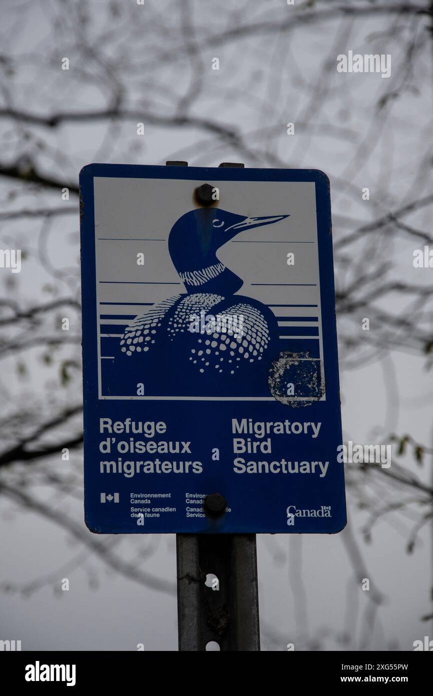 Environment Canada migratory bird sanctuary sign at Rapids Park in ...