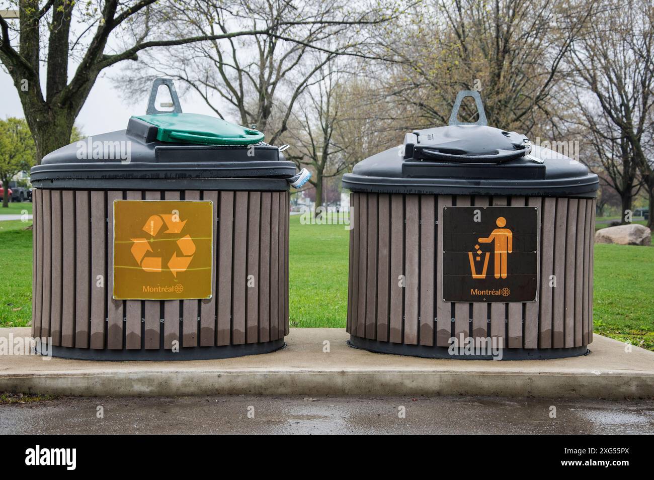 Disposal containers at Rapids Park in LaSalle, Montreal, Quebec, Canada ...
