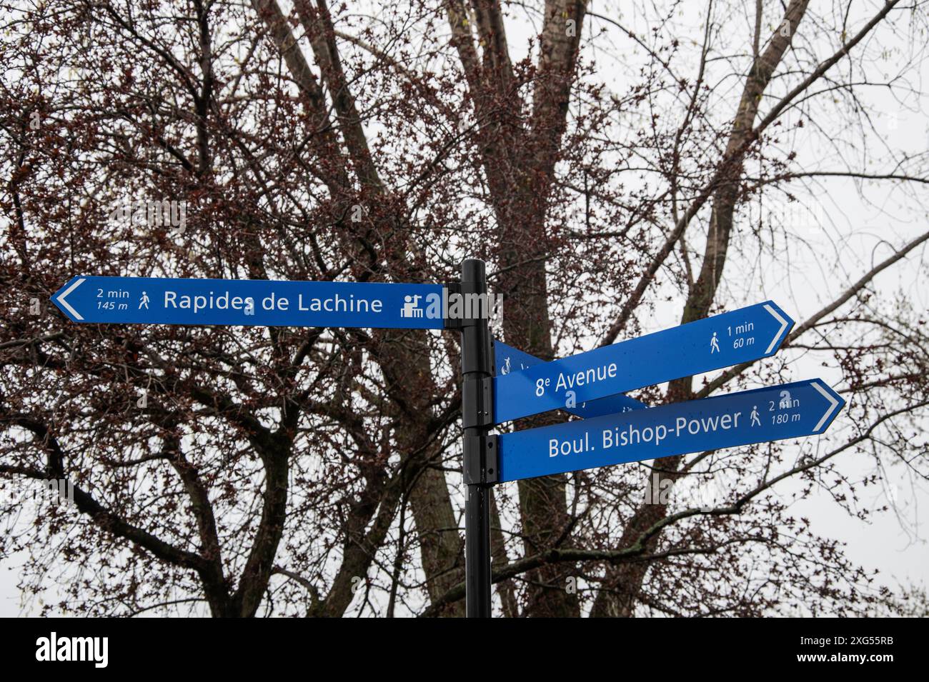 Directional street signs to points of interest at Rapids Park in ...