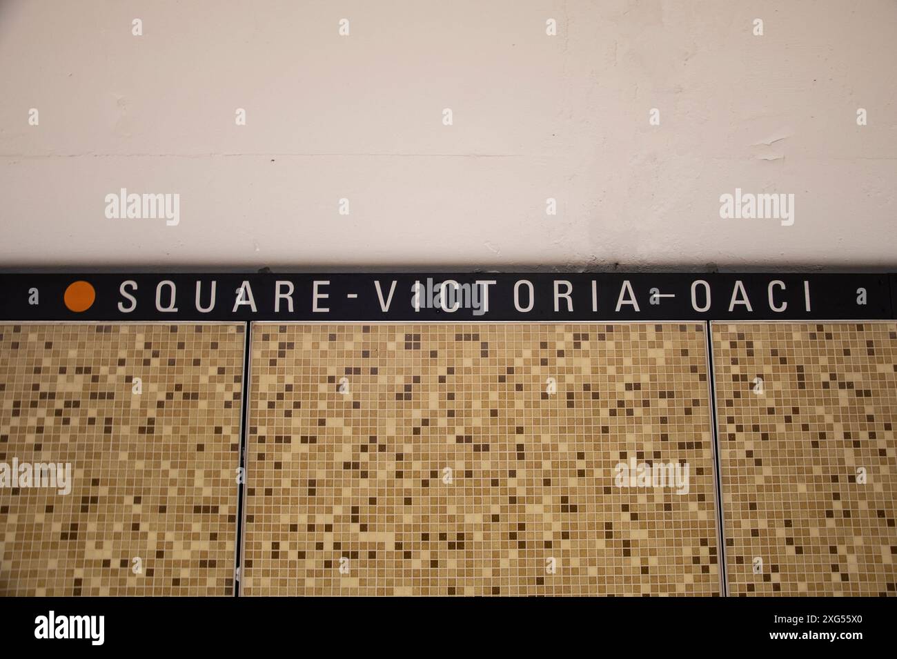 Square-Victoria-OACI Metro station sign in Montreal, Quebec, Canada ...