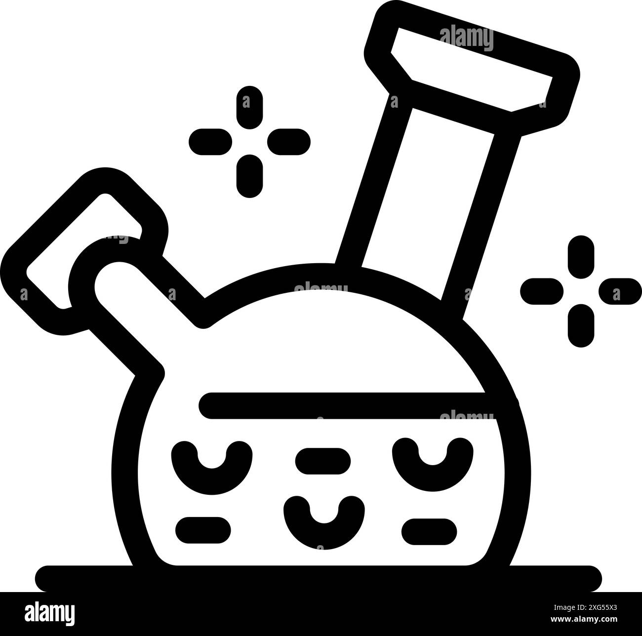Round bottom flask is boiling a strange substance, with bubbles forming ...