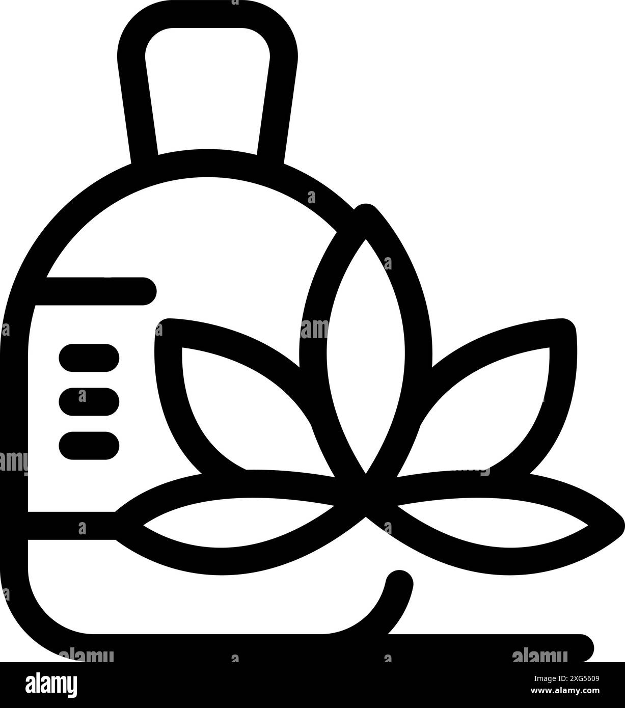 Black and white icon of a cannabis bottle packaging with dosage ...