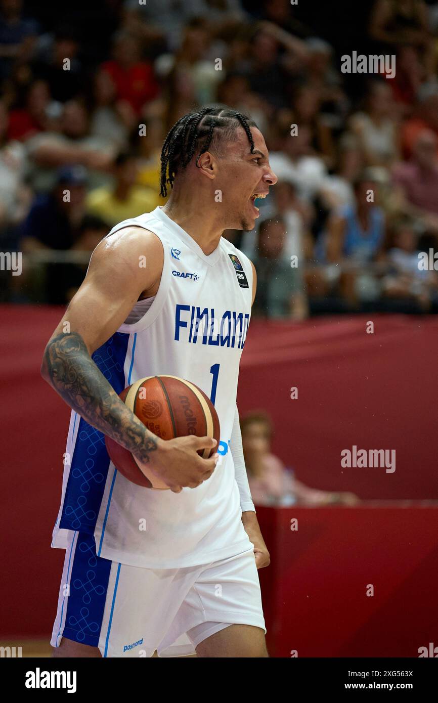 Miro Little from Finland team seen in action during the game between ...