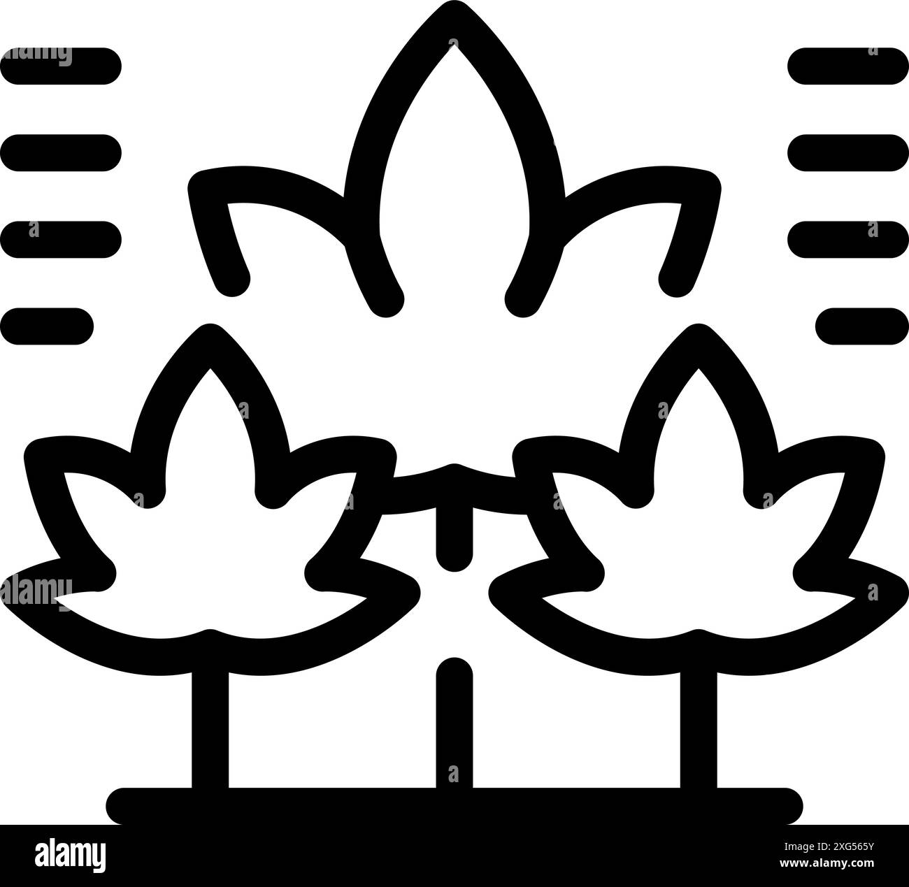 Line icon of cannabis plants growing under artificial light ...