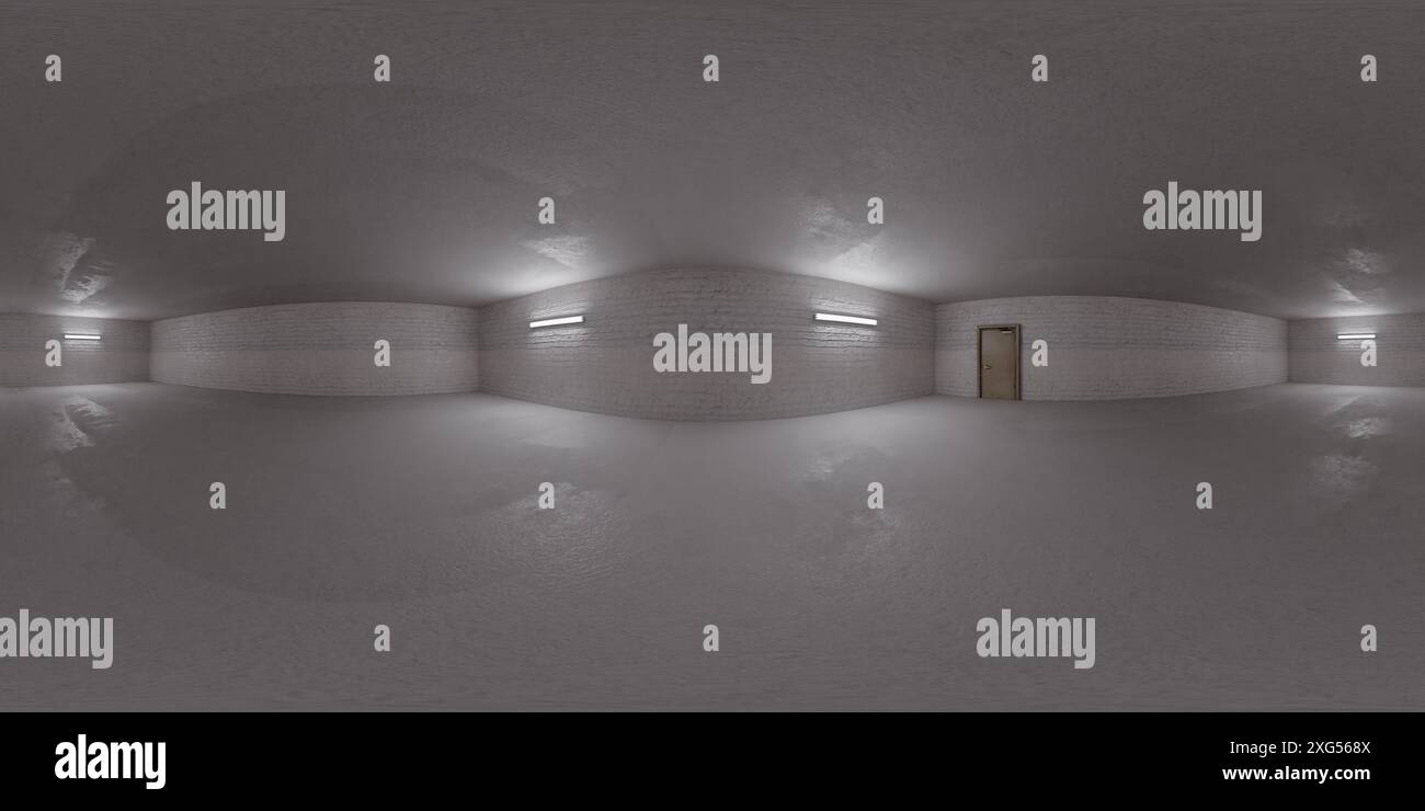 360 degree panorama of a white, empty room with a single door vr ...
