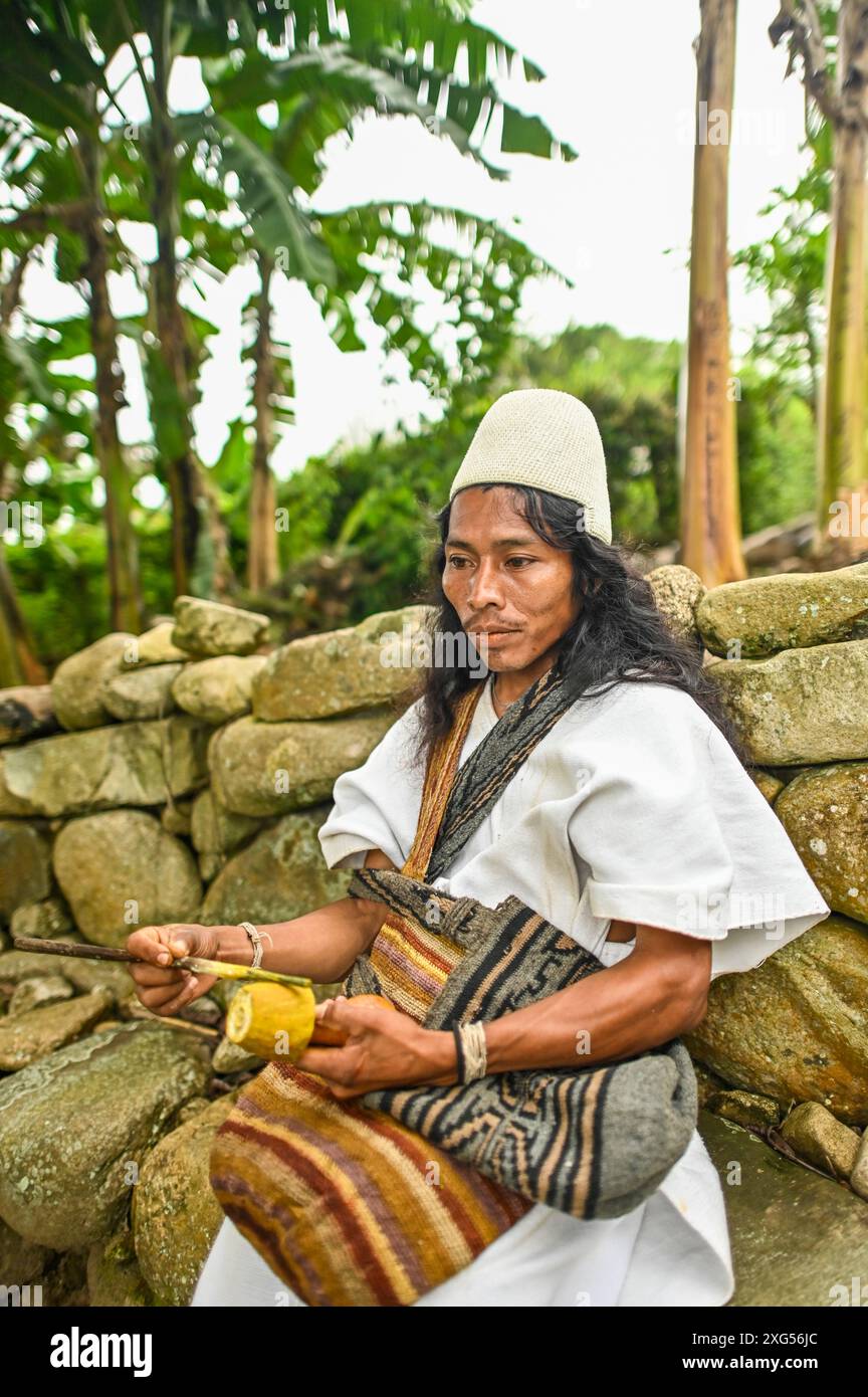 An Arahuaco Mamo at the Atikuakumake community in the Sierra Nevada de ...