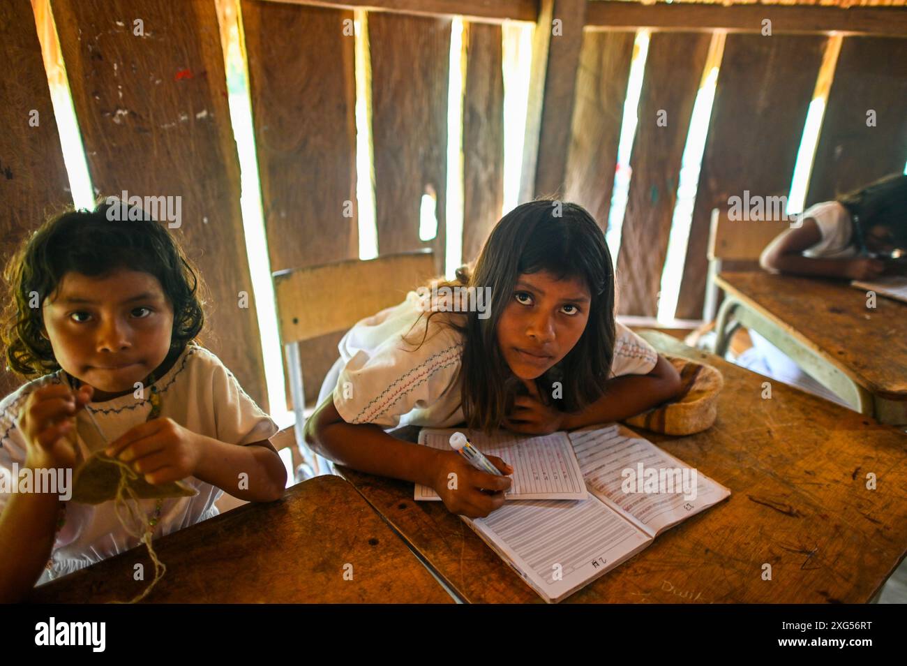 Arahuaco indigenous children at the Jimain rural school near Pueblo ...