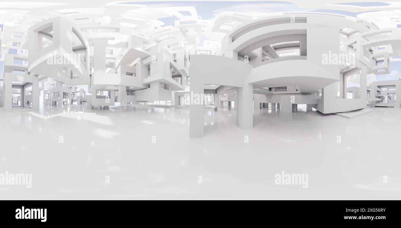 360 degree panorama of a white modern building interior vr environment ...