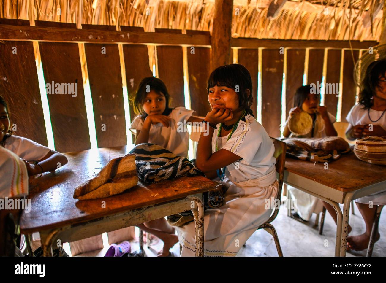 Arahuaco indigenous children at the Jimain rural school near Pueblo ...