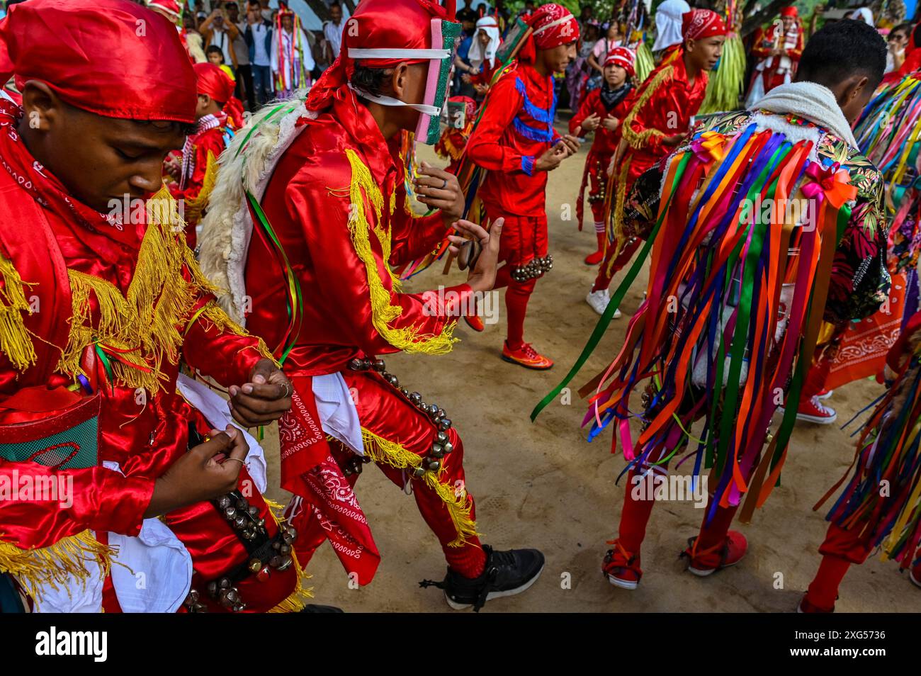 A group of Devils performs a lively dance at Plaza del Coco during the ...