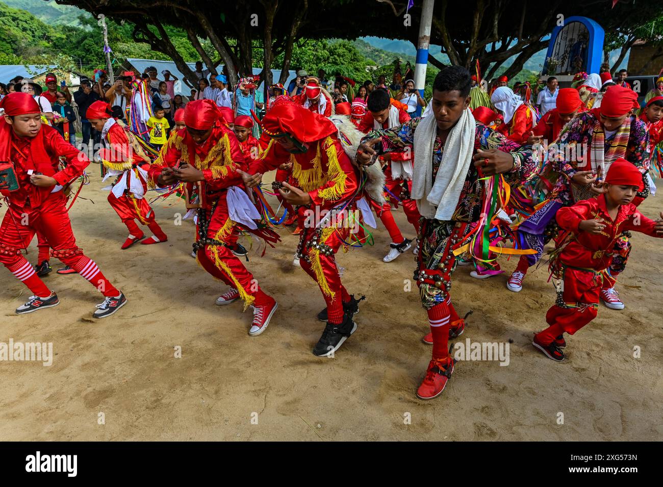A group of Devils performs a lively dance at Plaza del Coco during the ...