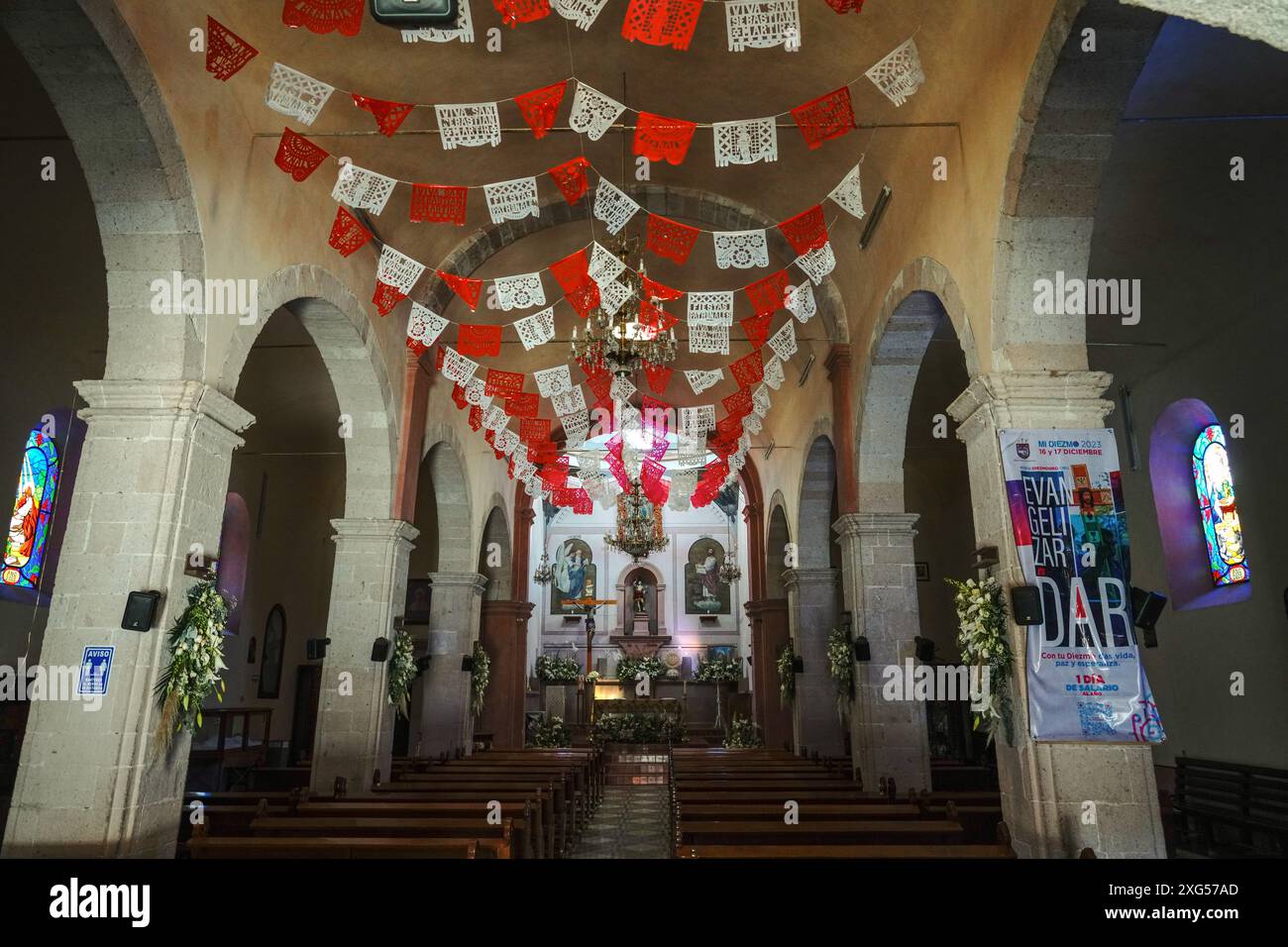 Interior view of the Parroquia San Sebastian church in the beautiful ...