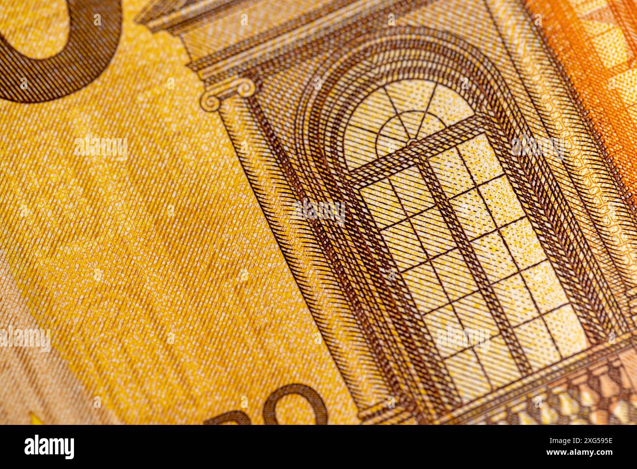 a close-up of fifty euros of the new European Union, details of the 50 ...