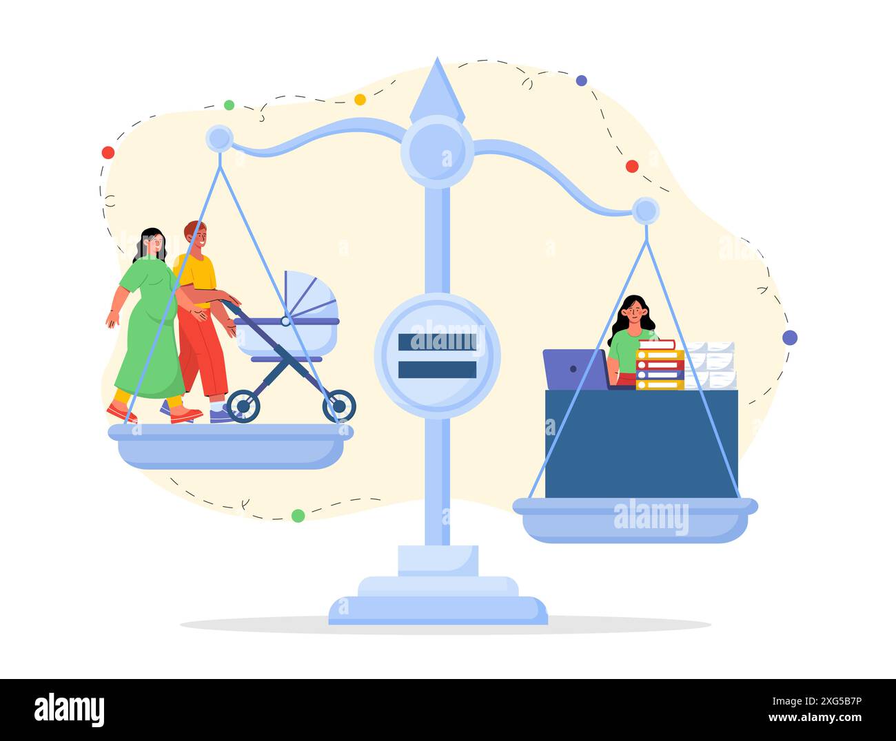 Career or family. Woman with stroller and businesswoman with documents ...