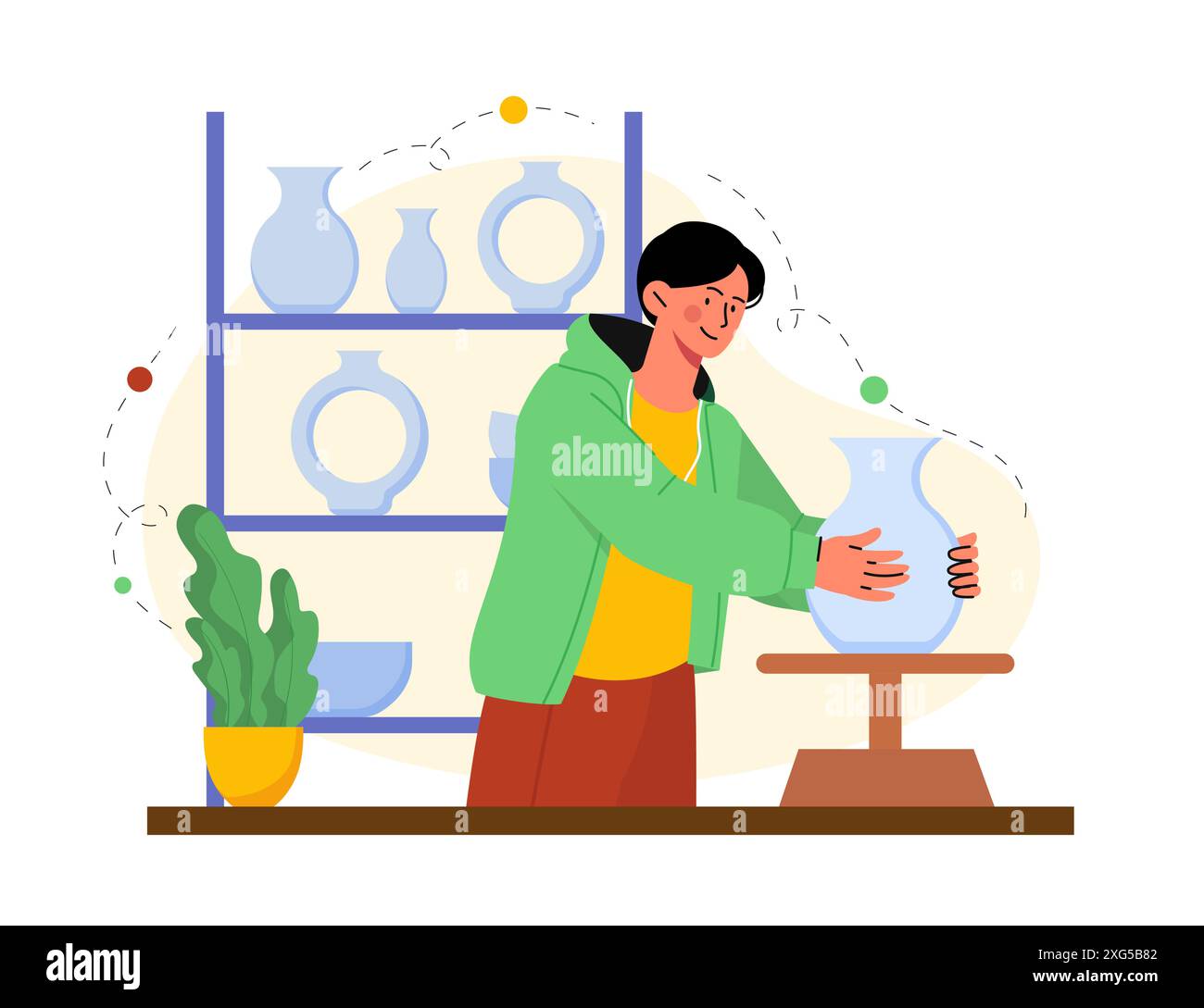 Ceramist working pottery ceramic workshop Stock Vector Images - Alamy