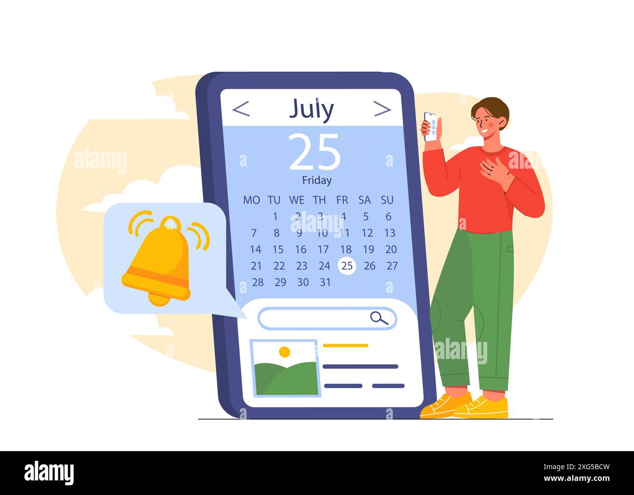 Phone showing calendar Stock Vector Images - Alamy