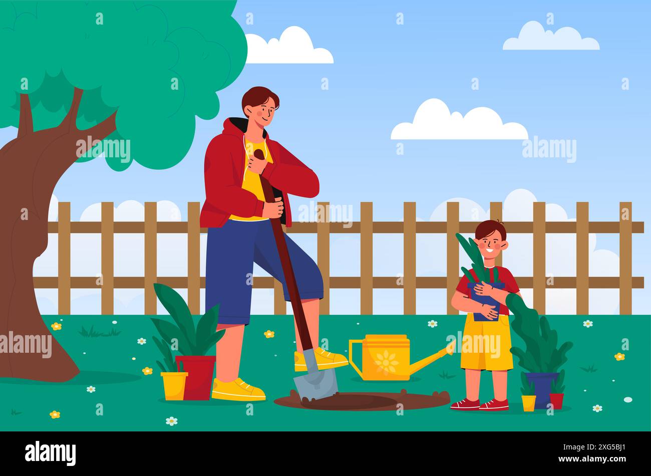 Man and boy father and son farm Stock Vector Images - Alamy