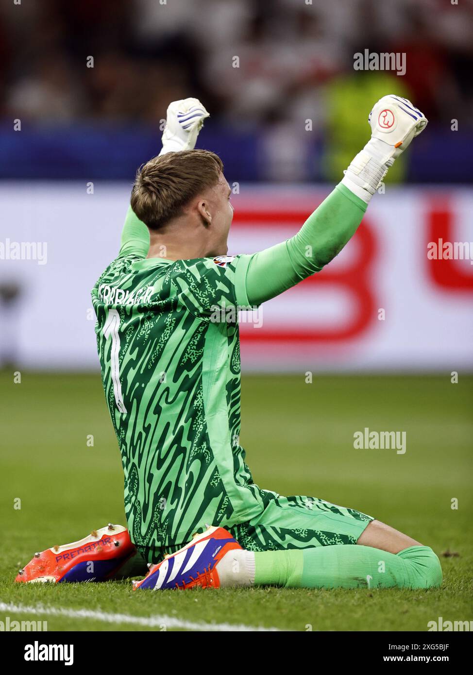 BERLIN - Holland goalkeeper Bart Verbruggen celebrates the 2-1 victory ...
