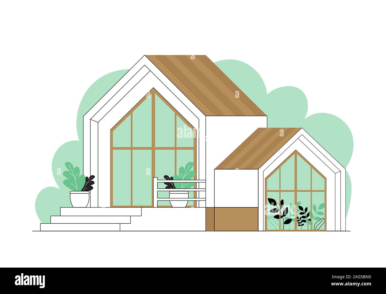 House in forest. Cottage and townhouse in forest. Real estate and ...