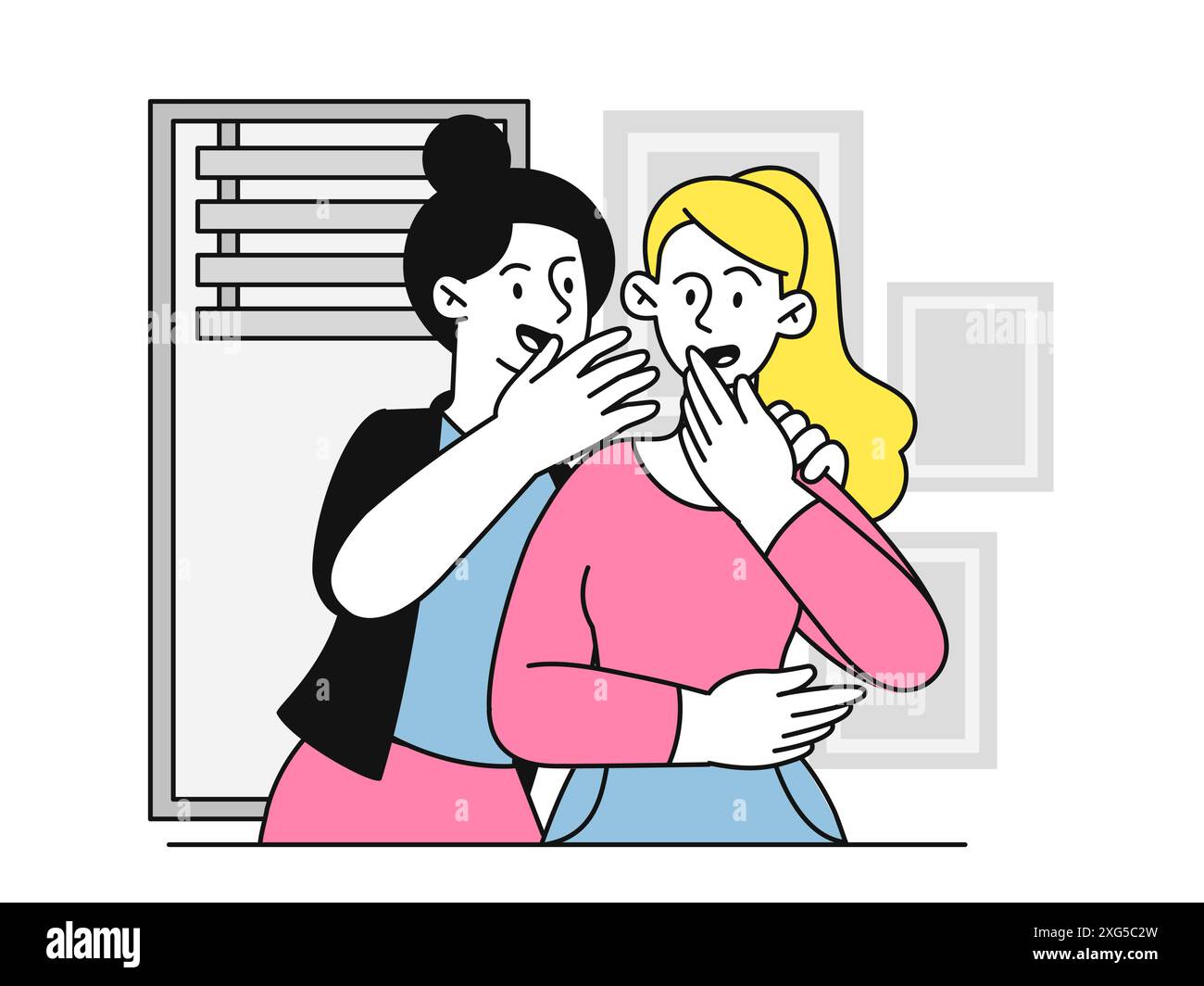 Woman tell secret. Young girl tells friend gossip and rumors. Lady in ...