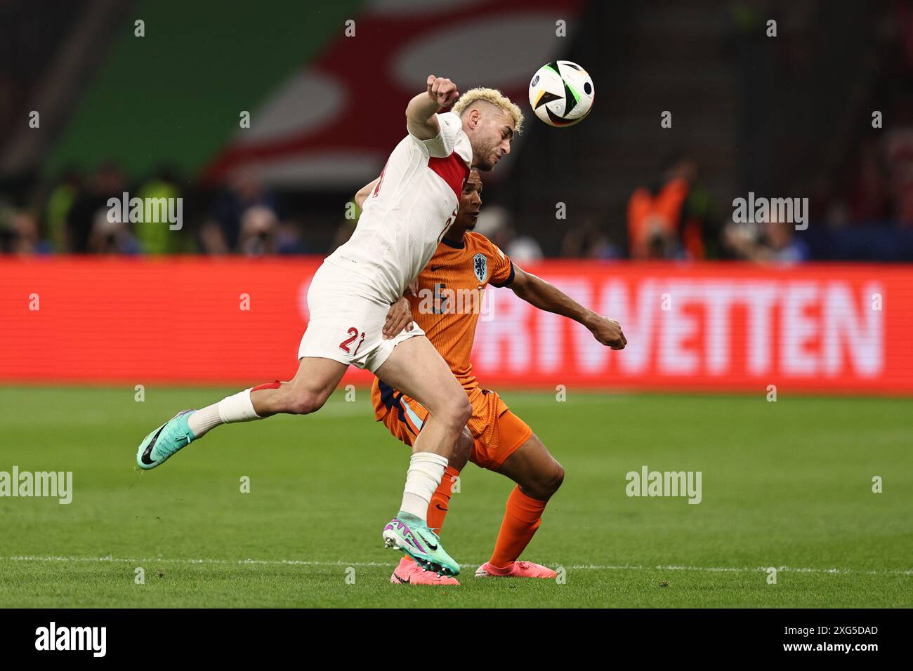 Berlin, Germany. 6th July 2024. Nathan Ake (Netherlands)Bars Alper ...