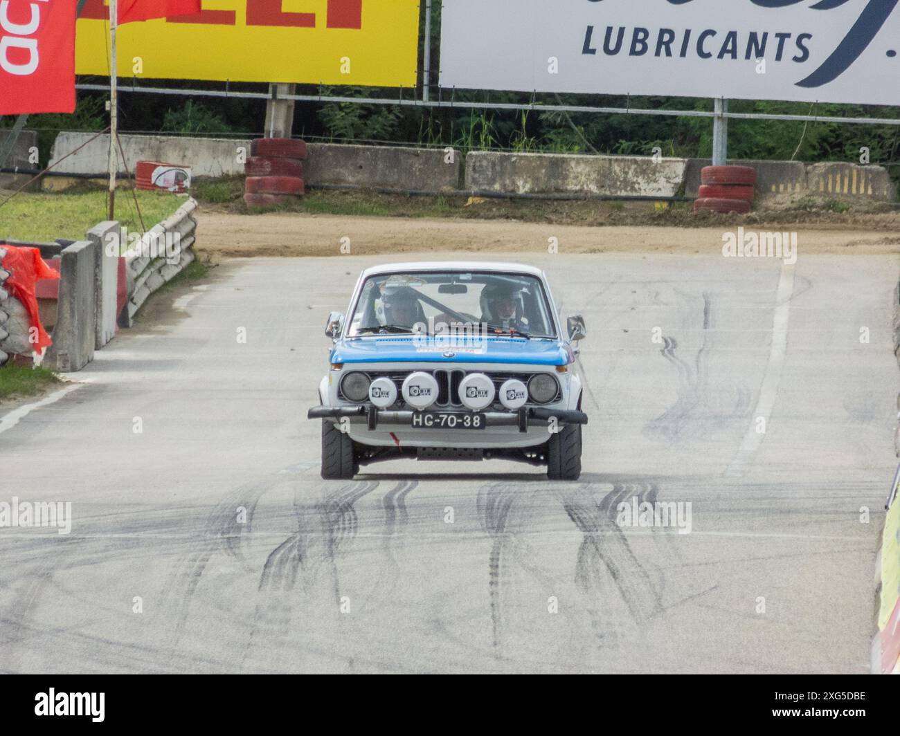 classic rally car on a Portuguese Lousada circuit in 2021. Classic ...