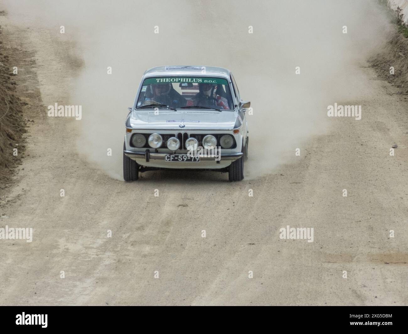 classic rally car on a Portuguese Lousada circuit in 2021. Classic ...