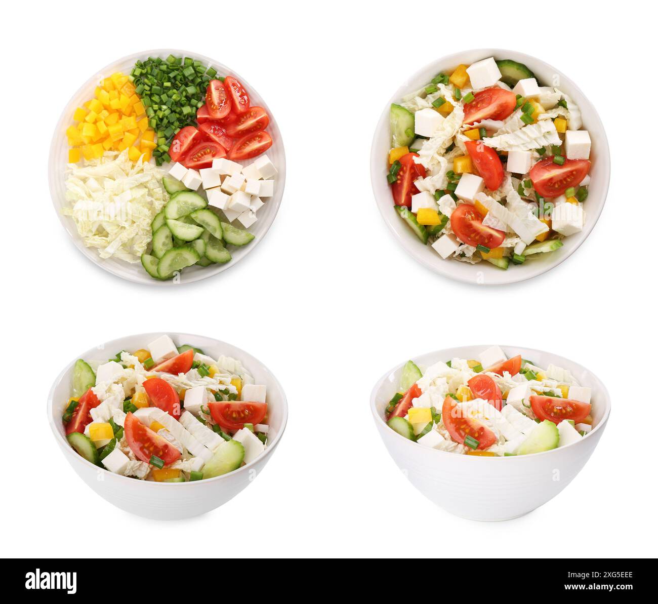 Different salads isolated on white, top and side views Stock Photo - Alamy