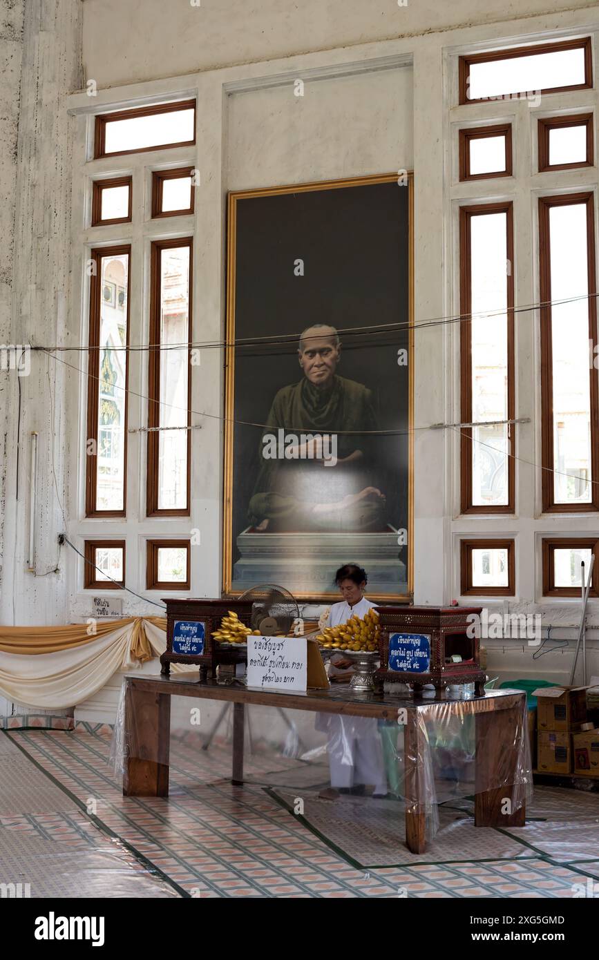 Sikhio, Thailand - Jun 4, 2019: A potrait of highly respect monk at Wat ...