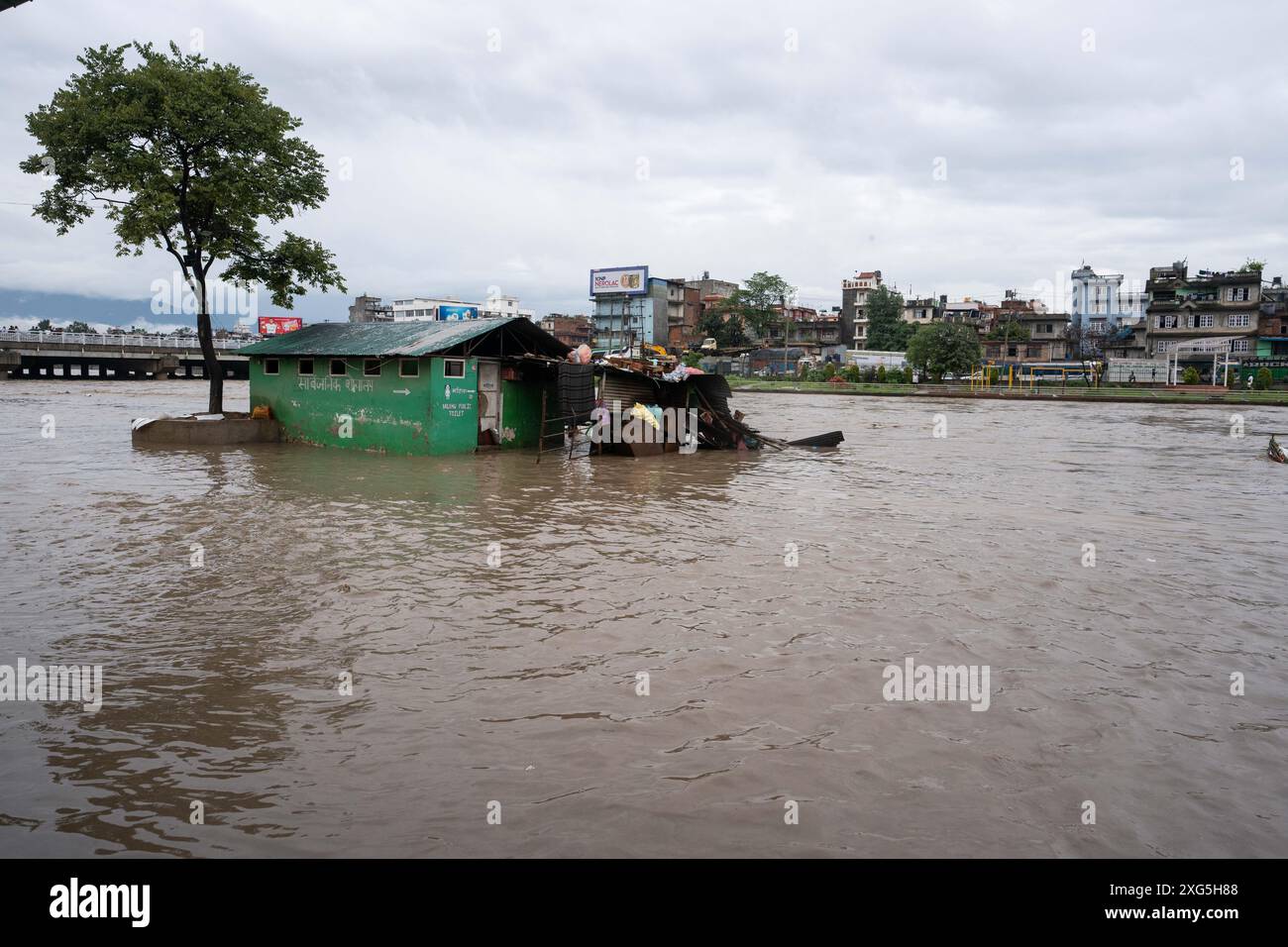 Kathmandu, Nepal. 6th July, 2024. This photo shows a flooded ...