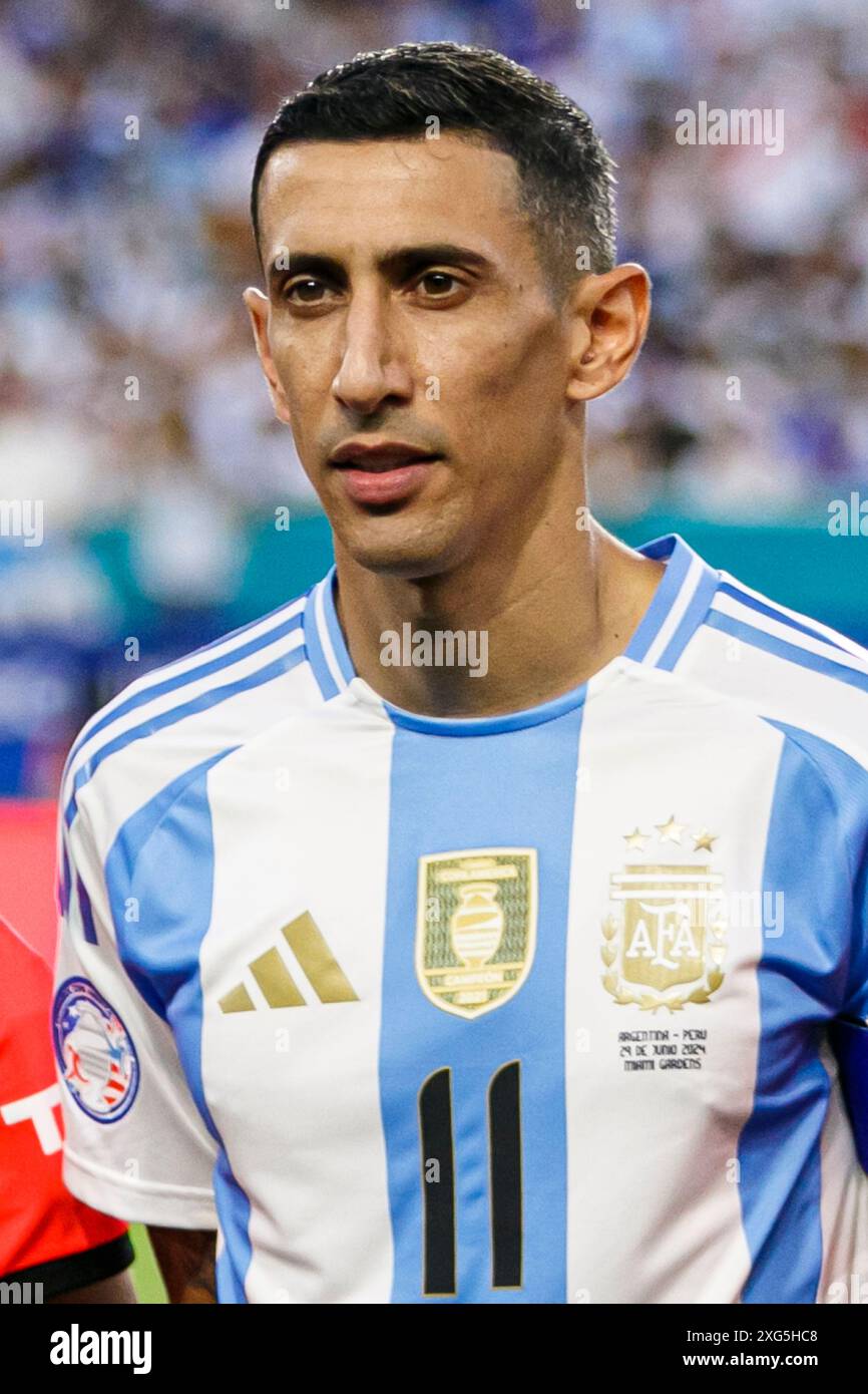 MIAMI GARDENS, FLORIDA - JUNE 29: Angel Di Maria of Argentina during ...