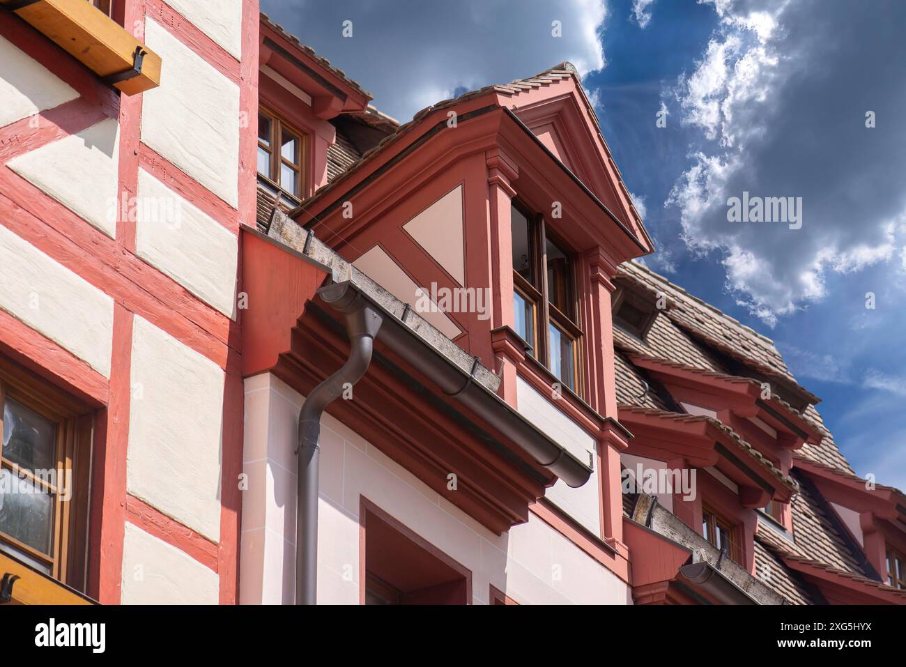 Historic roof bay window on a residential building, Weissgerbergasse ...