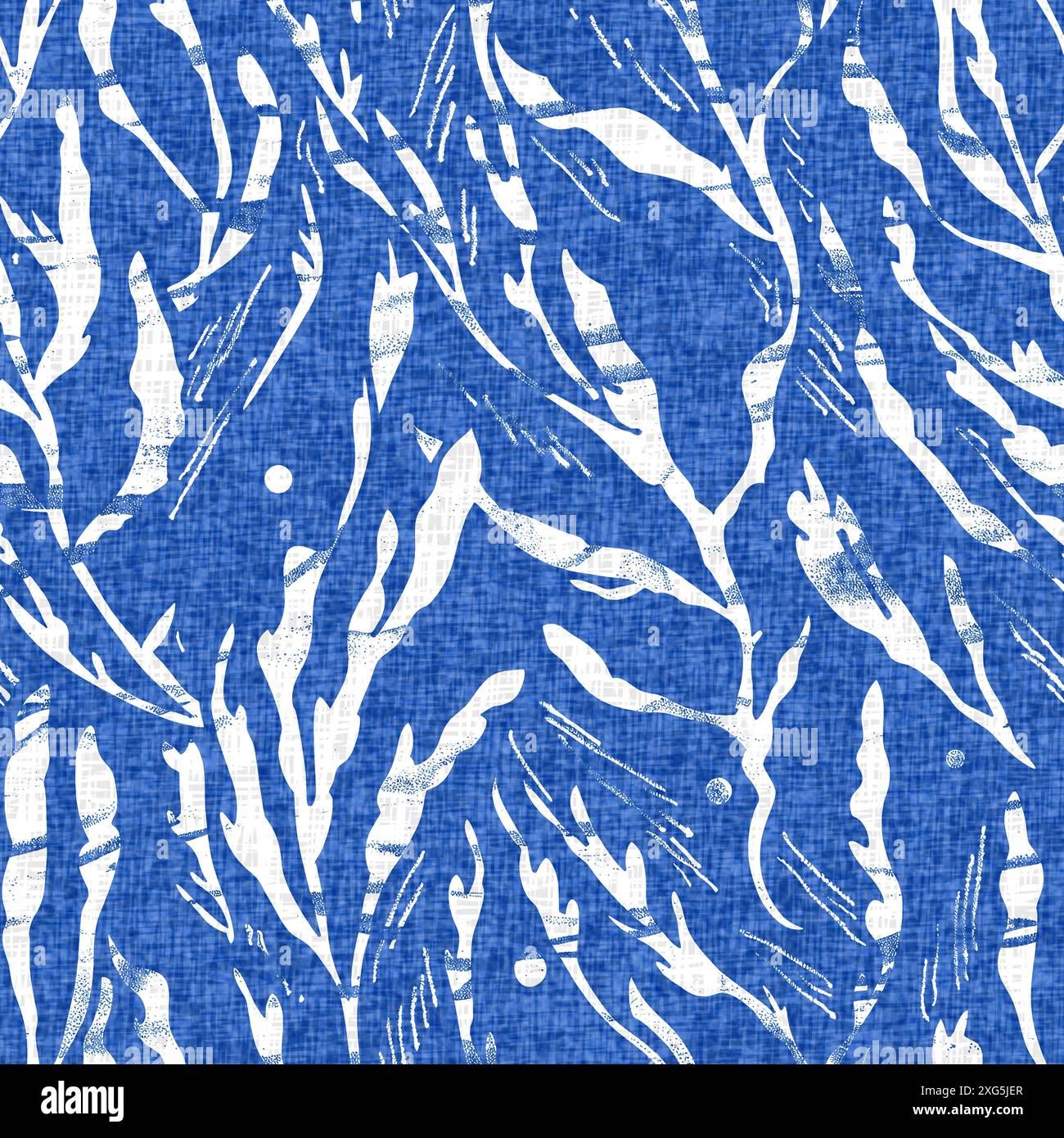 Whimsical seaweed kelp coastal electric blue beach pattern. Batik ...