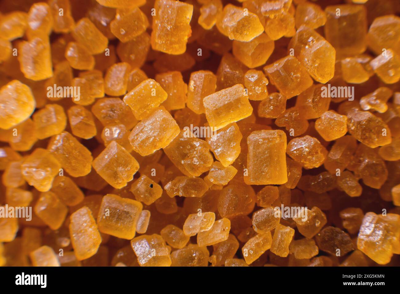 Extreme macro crystals of cane sugar. Abstract sugar background close ...